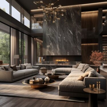 Elegance of Stone in Luxurious Living Room Interiors | FH