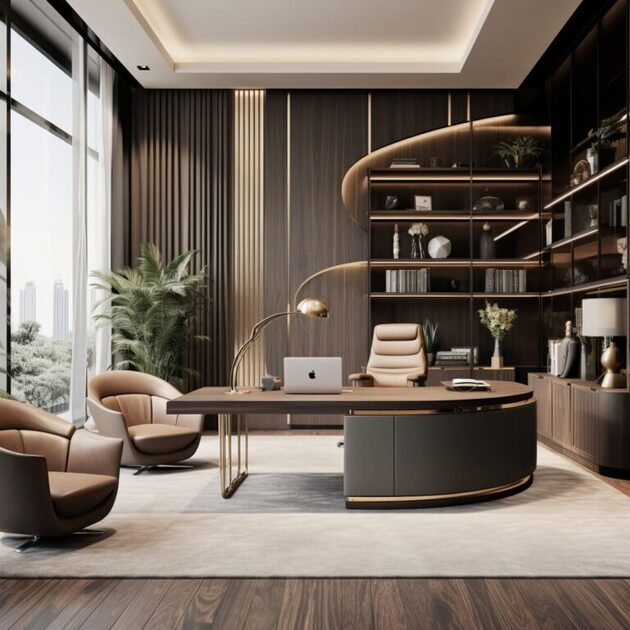 Luxury Elegance in Modern CEO Office Interior Design | FH