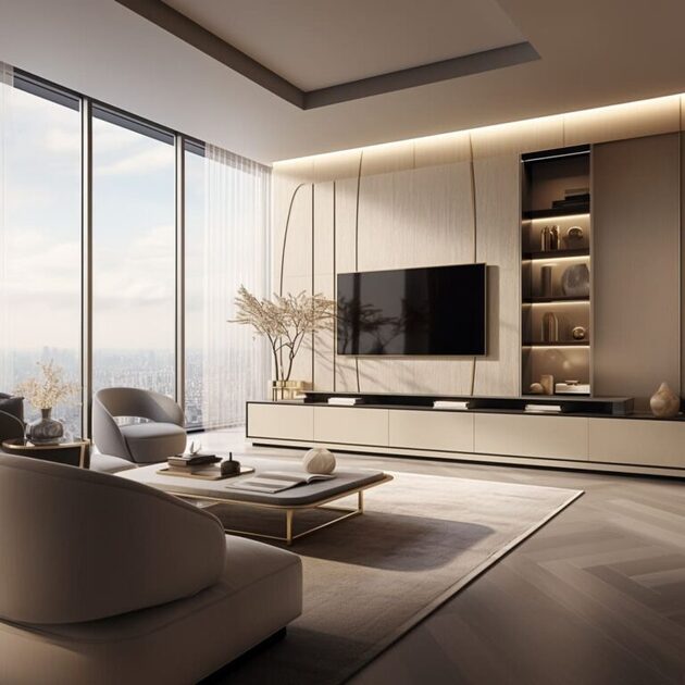 Luxury Modern TV Wall Design in Stylish Living Room | FH