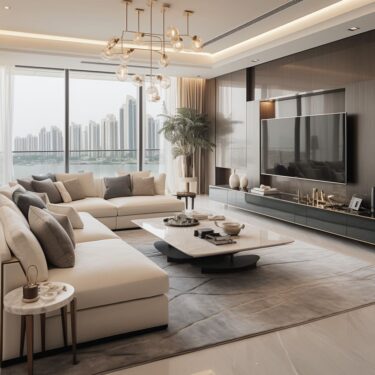 Cream Elegance: Modern Luxury in Living Room Design | FH