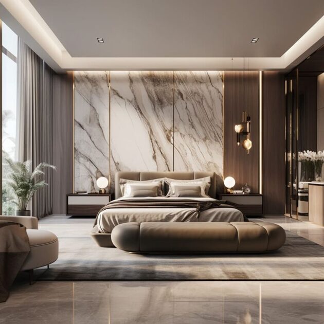 Master Bedroom Designs with Marble Headboards | Fancy House