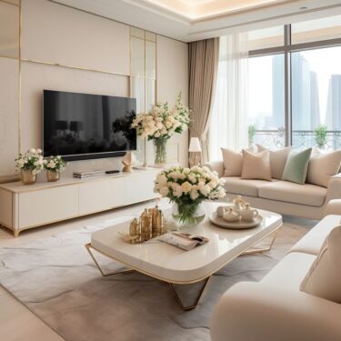 Cream Elegance: Modern Luxury in Living Room Design | FH