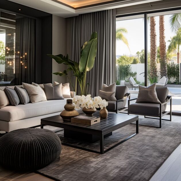 Luxury Gray Living Room Interior Design Ideas | FH