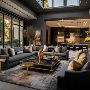 Luxury Gray Living Room Interior Design Ideas | FH