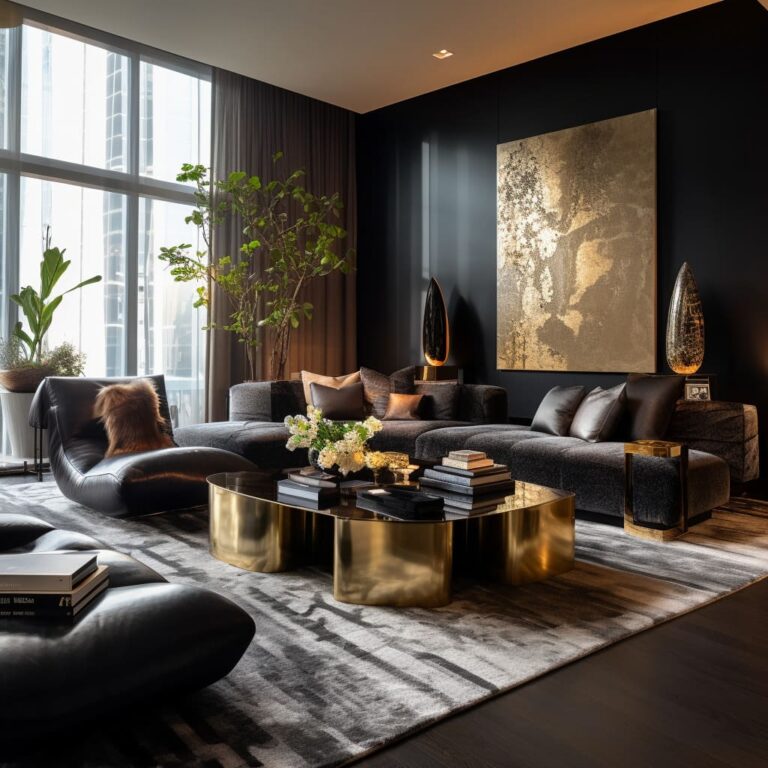 Bold Black&Gold Living Room Interior Design Ideas | Amazing