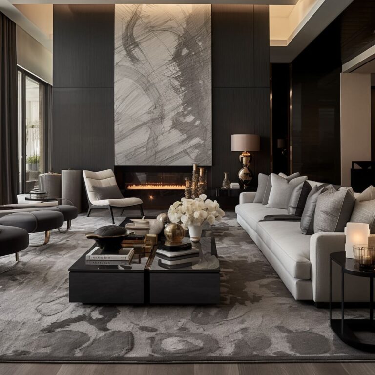 Luxury Gray Living Room Interior Design Ideas | FH