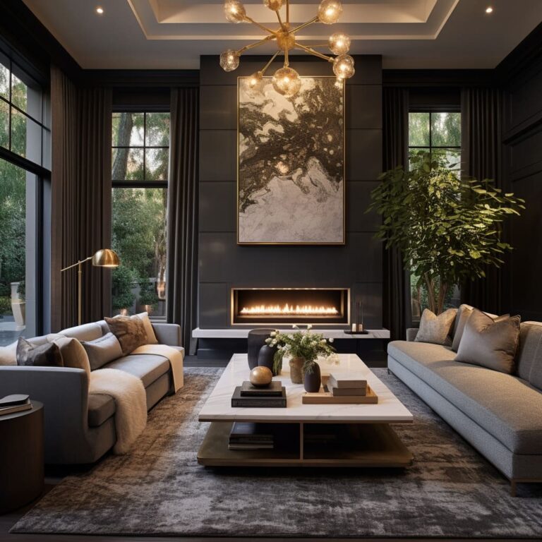 Luxury Gray Living Room Interior Design Ideas | FH