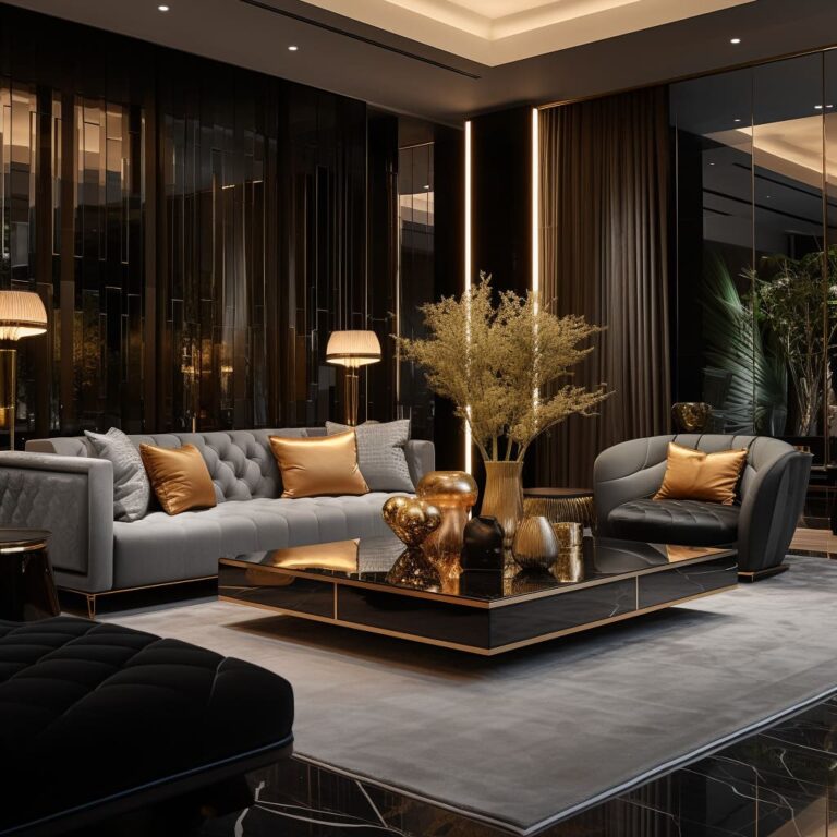 Bold Black&Gold Living Room Interior Design Ideas | Amazing