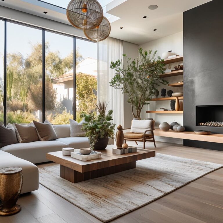 Organic & Modern Minimalist Living Room Interior Design | FH