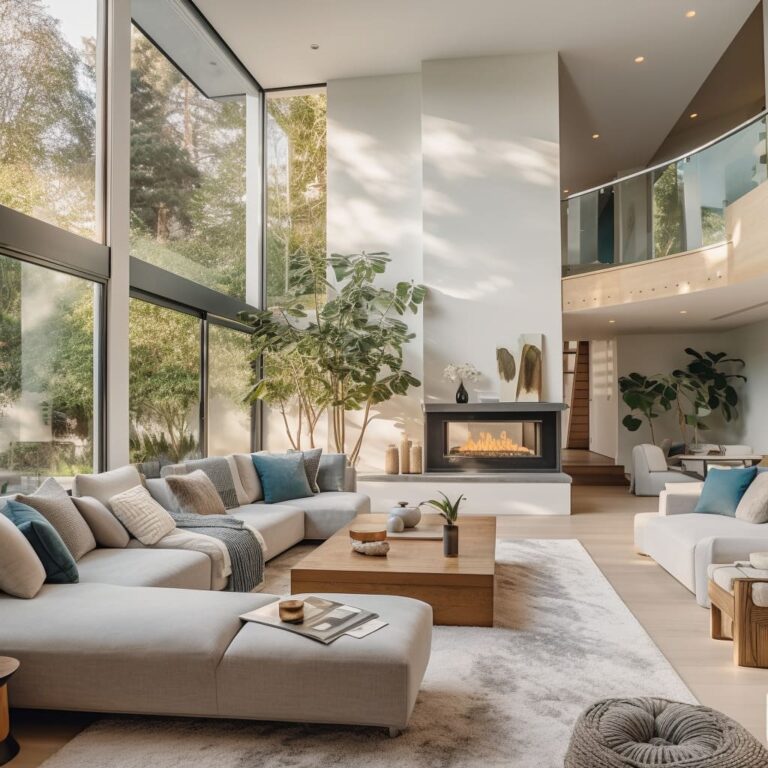 Organic & Modern Minimalist Living Room Interior Design | FH