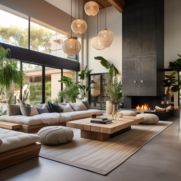 Organic & Modern Minimalist Living Room Interior Design | FH