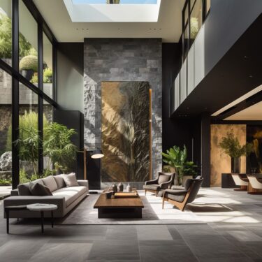 Slate Stone Living Room Interior Design Ideas | 25 Images