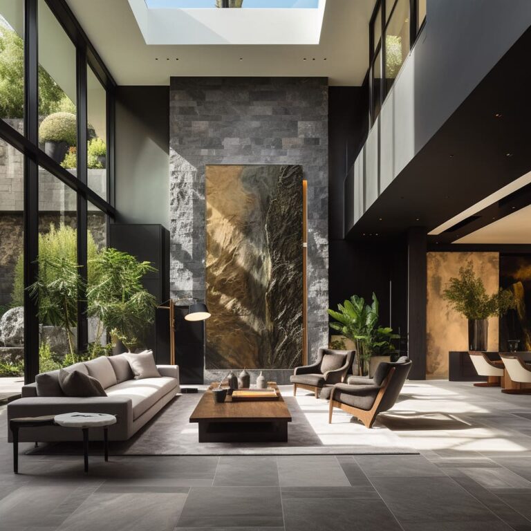 Slate Stone Living Room Interior Design Ideas | 25 Images