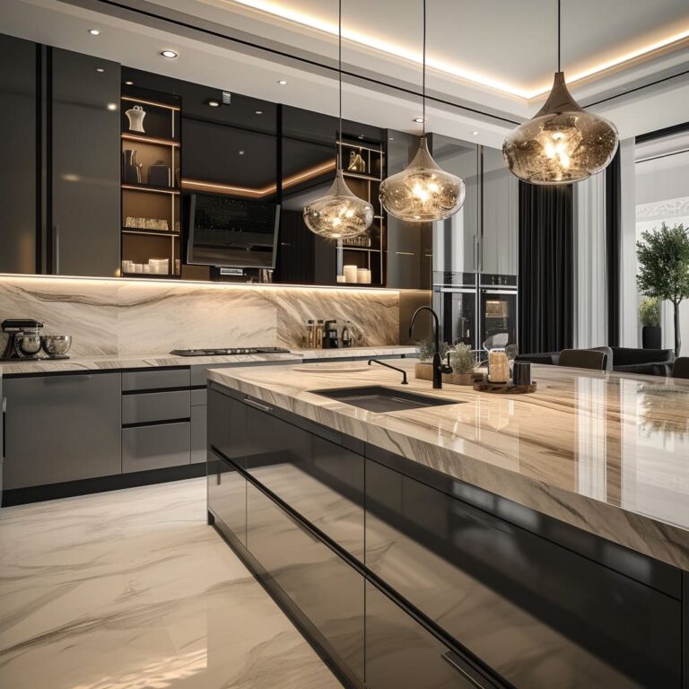 The Power of Marble Chick Kitchen Interior Design | FH