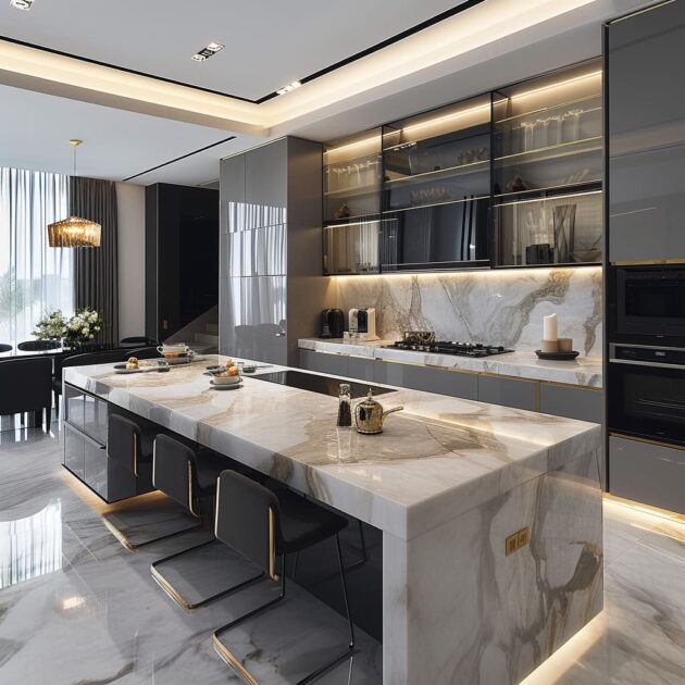 The Power of Marble Chick Kitchen Interior Design | FH