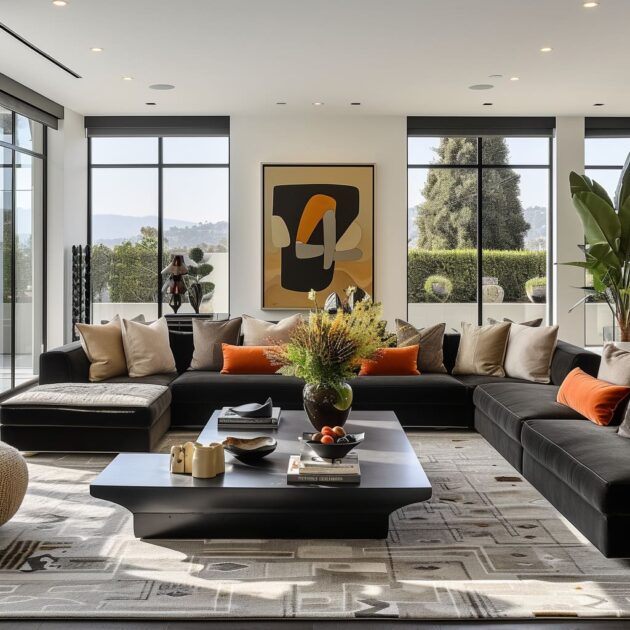 Black as the Contrast Anchor of Neutral Luxury Living Room