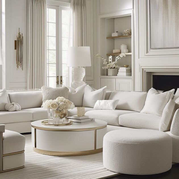 Dreamy White, Beige, and Cream Living Room Interior Ideas