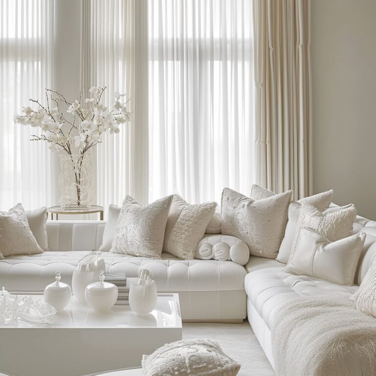 Dreamy White, Beige, and Cream Living Room Interior Ideas