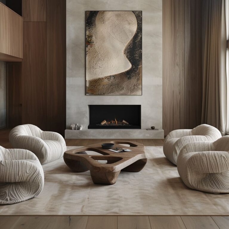 Modern Luxury and Organic Minimalism in Livign Room Design