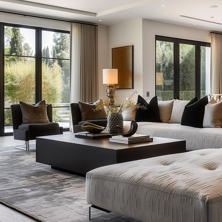 Luxury Living Roo in Deep Hues with Neutral Background