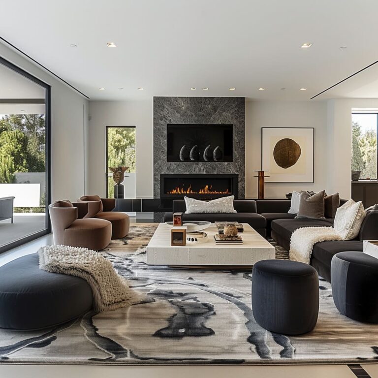 Luxury Living Roo in Deep Hues with Neutral Background