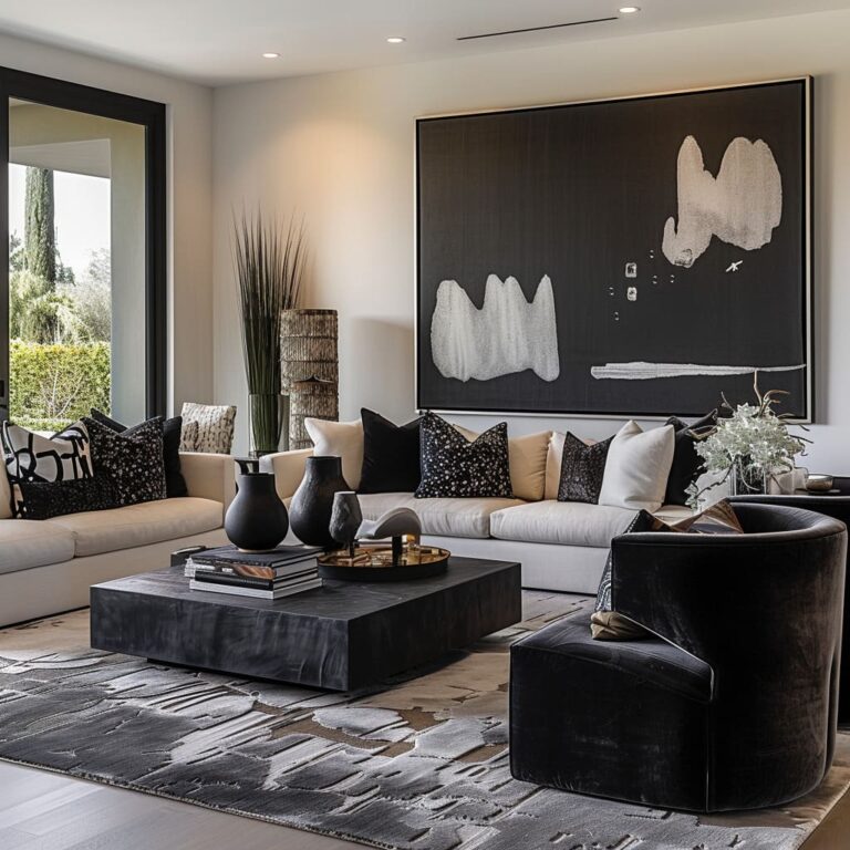 Luxury Living Roo in Deep Hues with Neutral Background