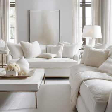 Dreamy White, Beige, and Cream Living Room Interior Ideas