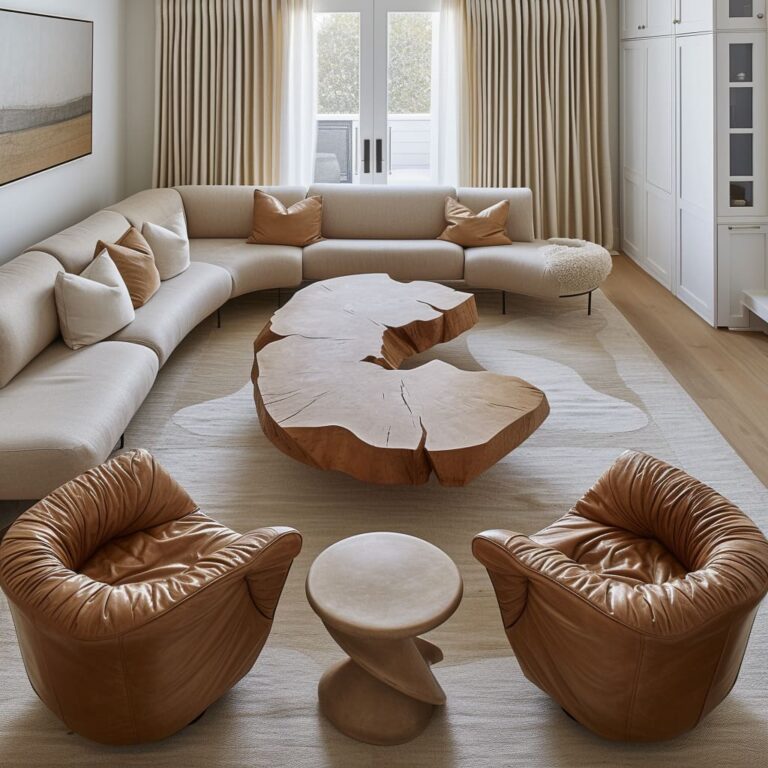 Modern Luxury and Organic Minimalism in Livign Room Design