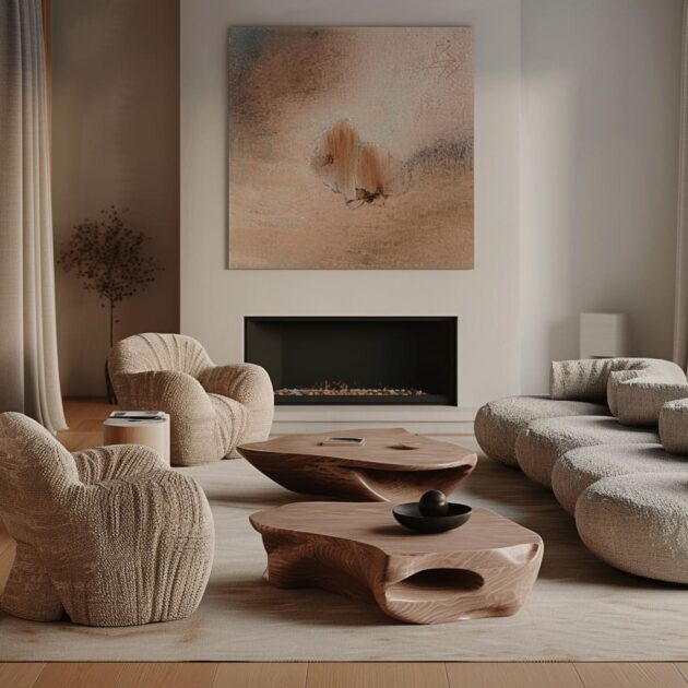 Modern Luxury and Organic Minimalism in Livign Room Design
