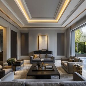 Contermporary Transitional Living Room: Walls, Ceiling, Decor