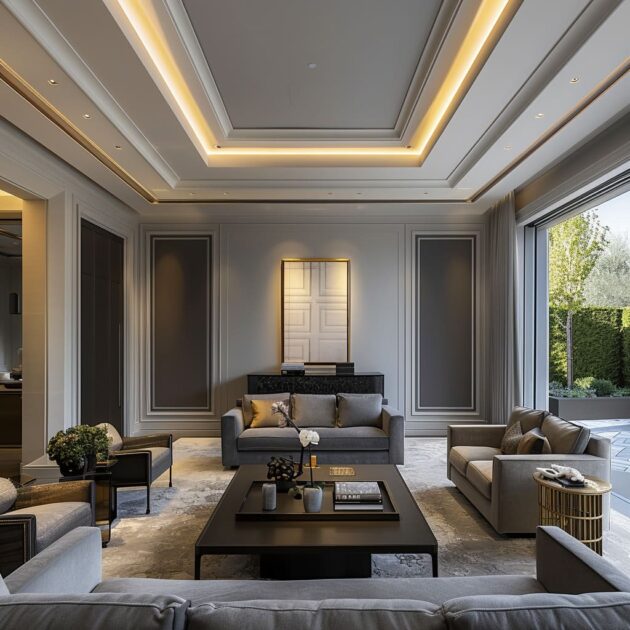 Contermporary Transitional Living Room: Walls, Ceiling, Decor