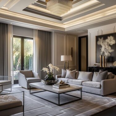 Contermporary Transitional Living Room: Walls, Ceiling, Decor