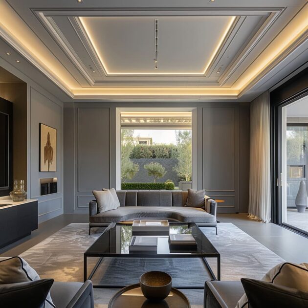 Contermporary Transitional Living Room: Walls, Ceiling, Decor