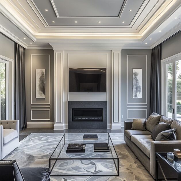 Contermporary Transitional Living Room: Walls, Ceiling, Decor