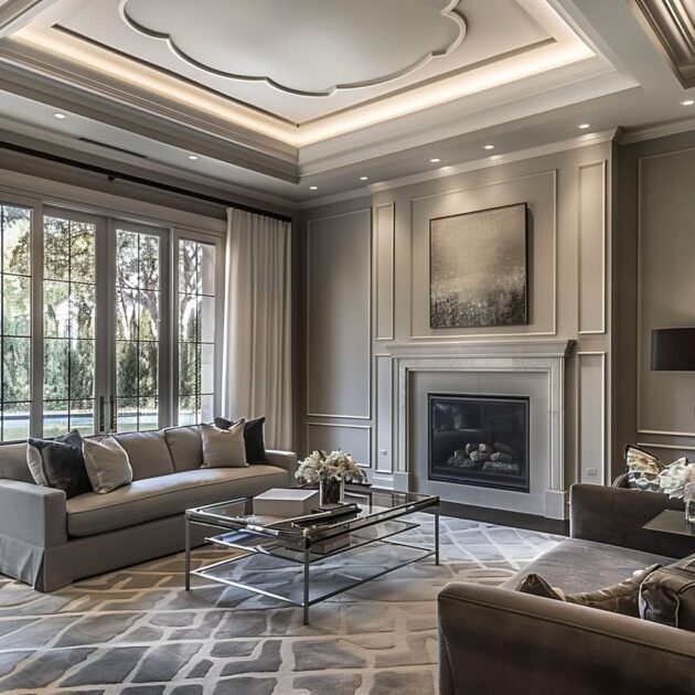 Contermporary Transitional Living Room: Walls, Ceiling, Decor