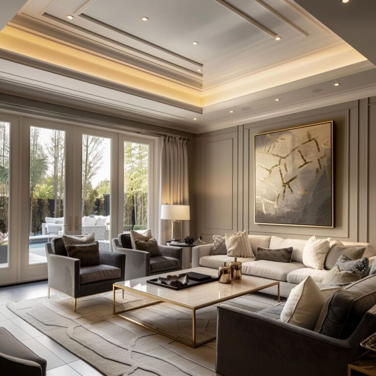 Contermporary Transitional Living Room: Walls, Ceiling, Decor