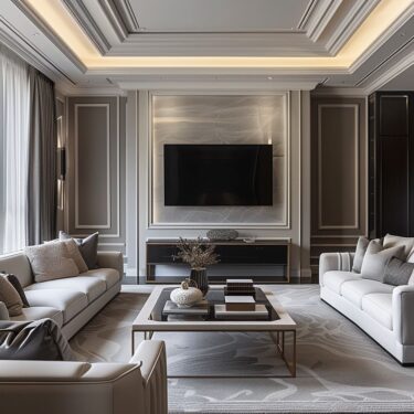 Contermporary Transitional Living Room: Walls, Ceiling, Decor