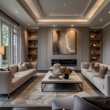Contermporary Transitional Living Room: Walls, Ceiling, Decor