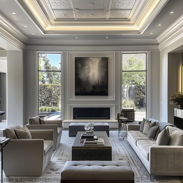 Contermporary Transitional Living Room: Walls, Ceiling, Decor