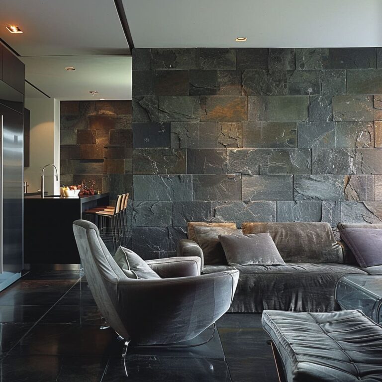 Modern Luxury Living Room Ideas with Stone Wall Accents