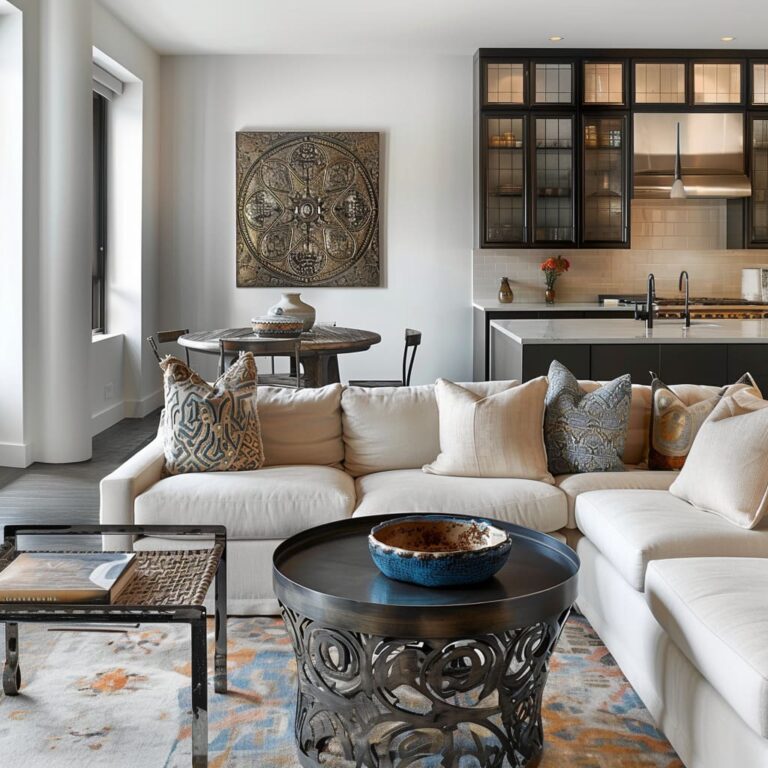 Modern Farmhouse Living Room with Custom Metal Furnishings