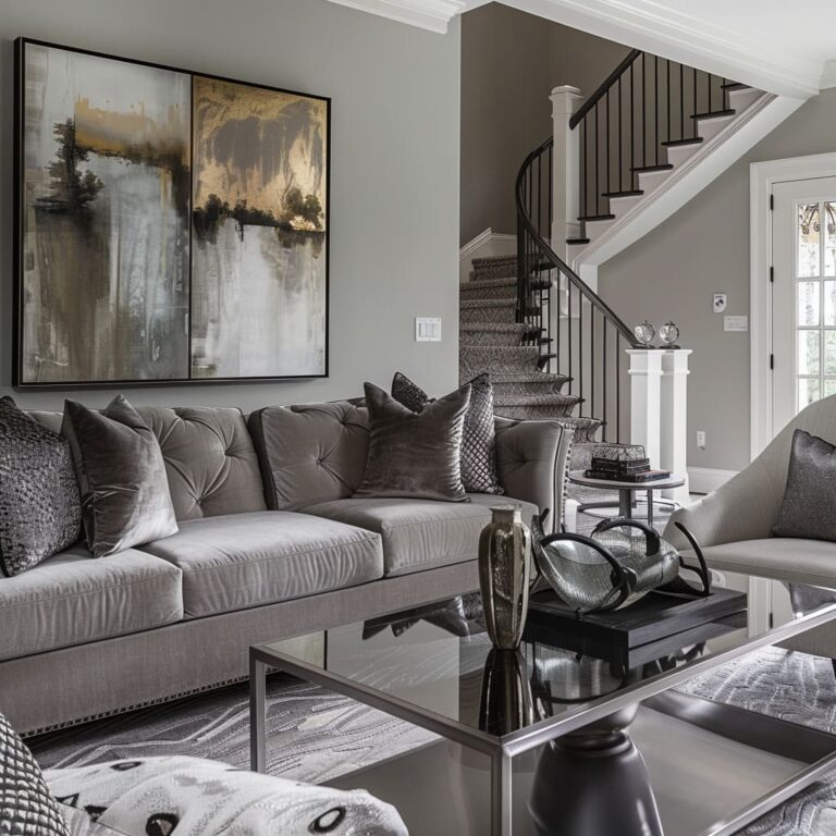 How Grey Hues and Luxe Finishes Create a Classy Living Room