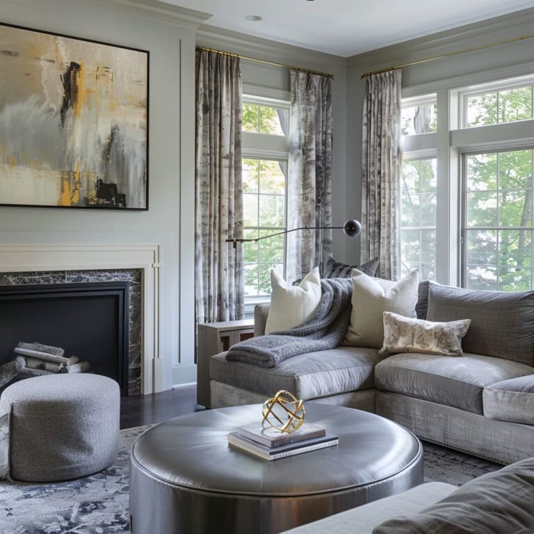How Grey Hues and Luxe Finishes Create a Classy Living Room