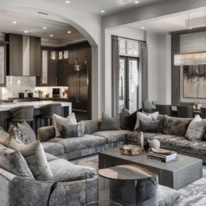 How Grey Hues and Luxe Finishes Create a Classy Living Room