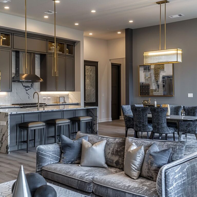 How Grey Hues and Luxe Finishes Create a Classy Living Room