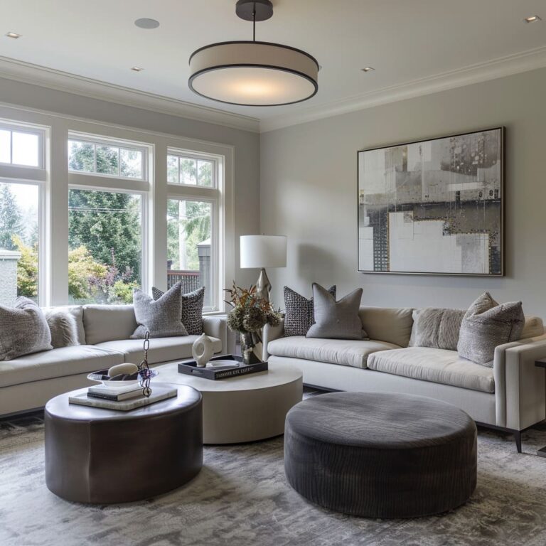 How Grey Hues and Luxe Finishes Create a Classy Living Room