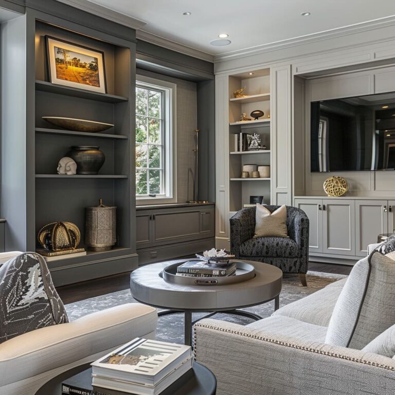 How Grey Hues and Luxe Finishes Create a Classy Living Room