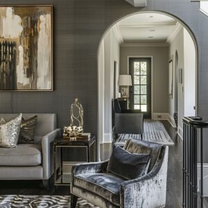 How Grey Hues and Luxe Finishes Create a Classy Living Room