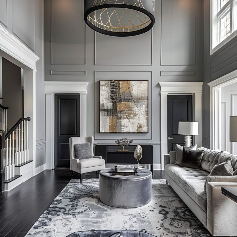How Grey Hues and Luxe Finishes Create a Classy Living Room