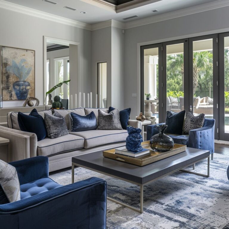 How Grey Hues and Luxe Finishes Create a Classy Living Room